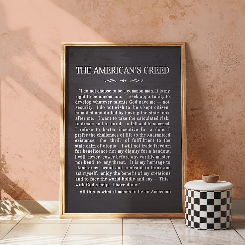 The American’s Creed Wall Art | Patriotic Quote Print | Freedom ...