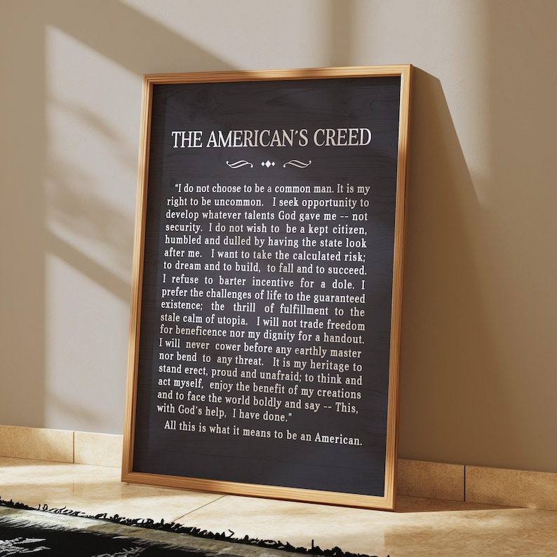 The American’s Creed Wall Art | Patriotic Quote Print | Freedom ...