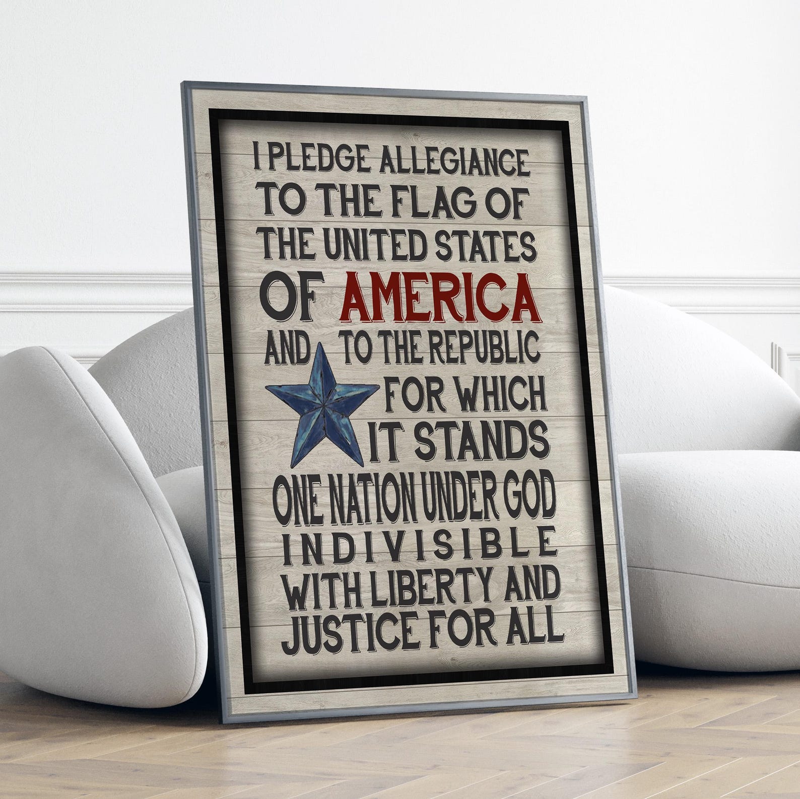 American Pledge Wall Art i Pledge Allegiance Patriotic Home Decor USA ...