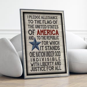 American Pledge Wall Art - "i Pledge Allegiance" - Patriotic Home Decor ...