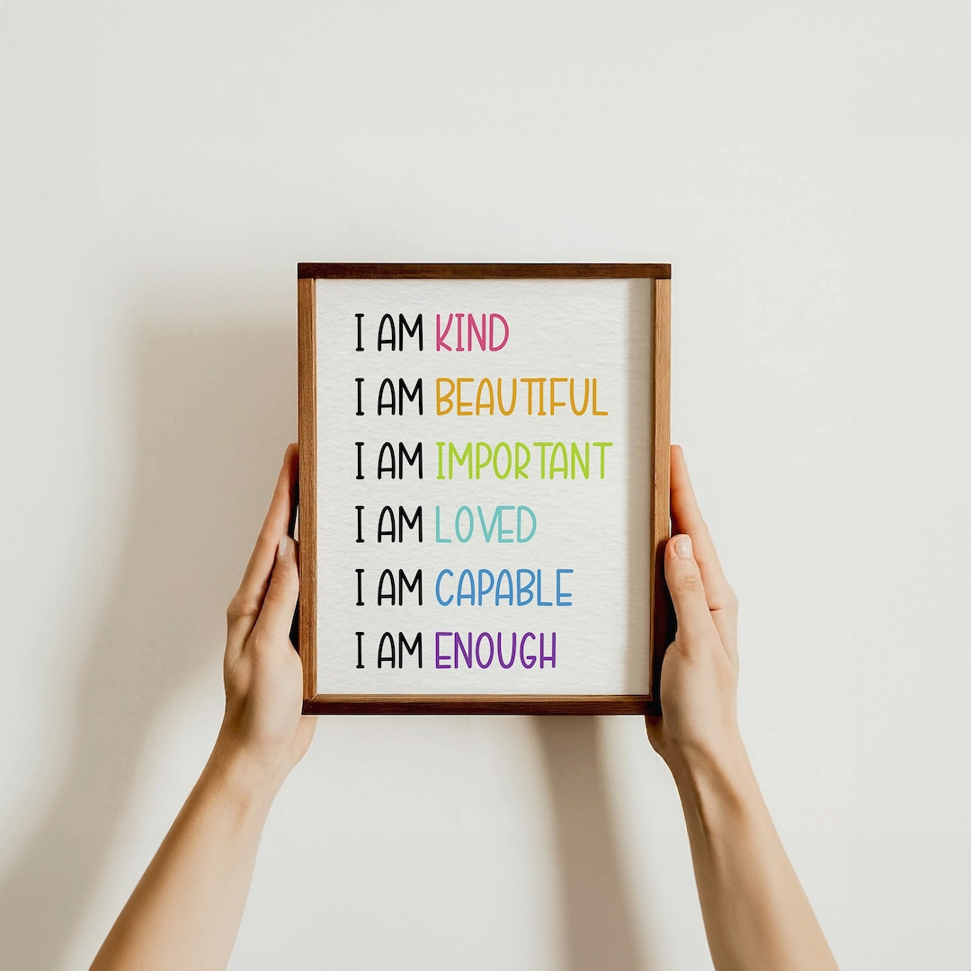 Positive Affirmations Wall Art Gift, I Am Quotes Print, Motivational ...