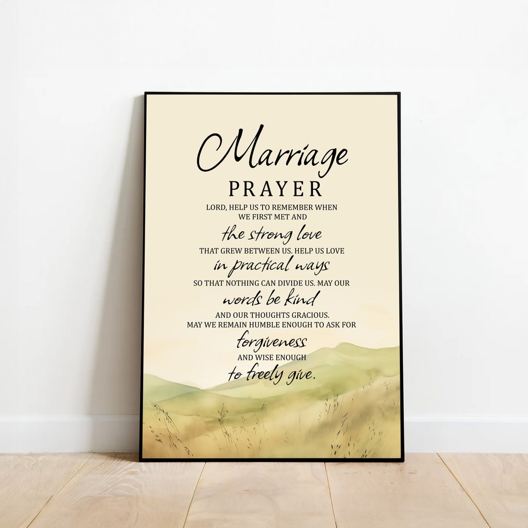 Marriage Prayer Wall Art, Inspirational Wedding Gift, Christian Home ...