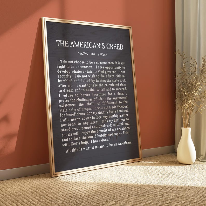 The American’s Creed Wall Art | Patriotic Quote Print | Freedom ...