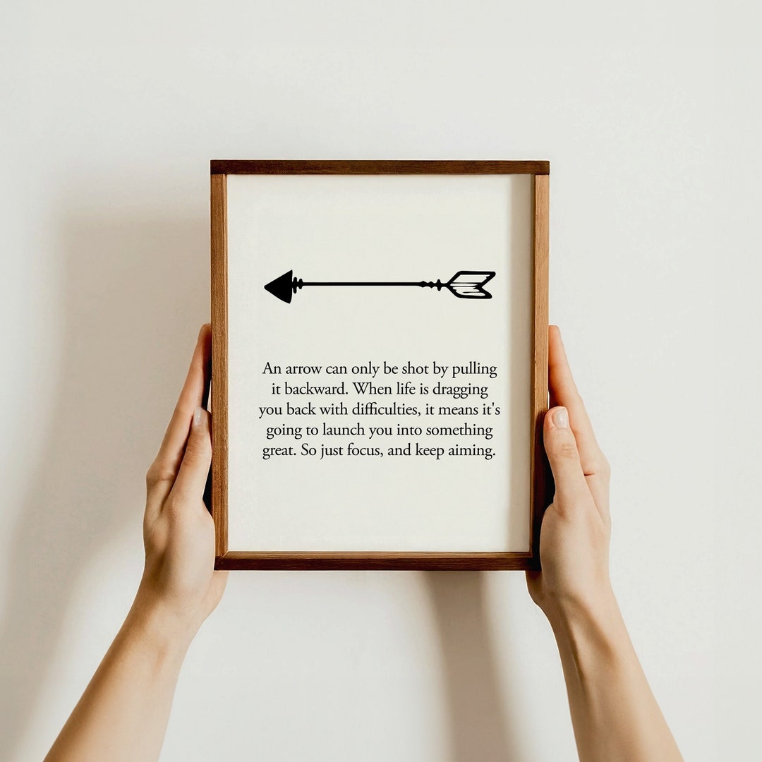 Arrow Motivational Quote Print, Inspirational Wall Art Gift, Focus and ...