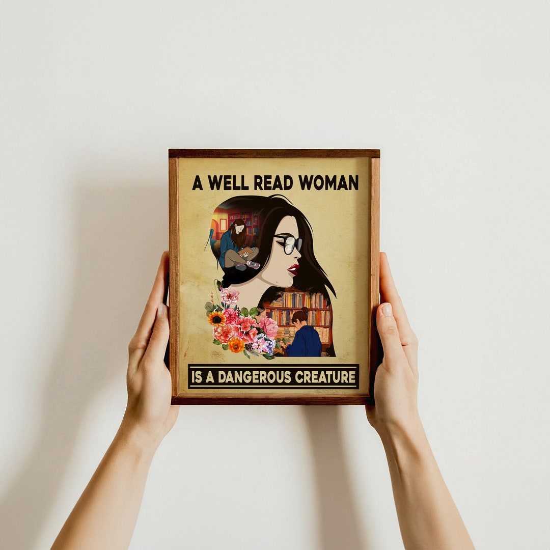 A Well Read Woman Poster, Inspirational Feminist Art, Book Lover Decor ...