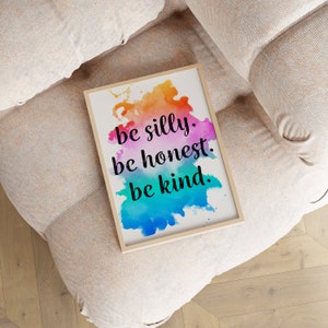 Be Kind Quote Wall Art, Inspirational Print, Colorful Motivational ...