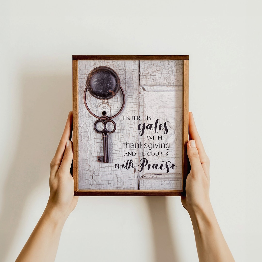 Christian Wall Art Psalm 100:4, Gift for Believers, Religious Home ...