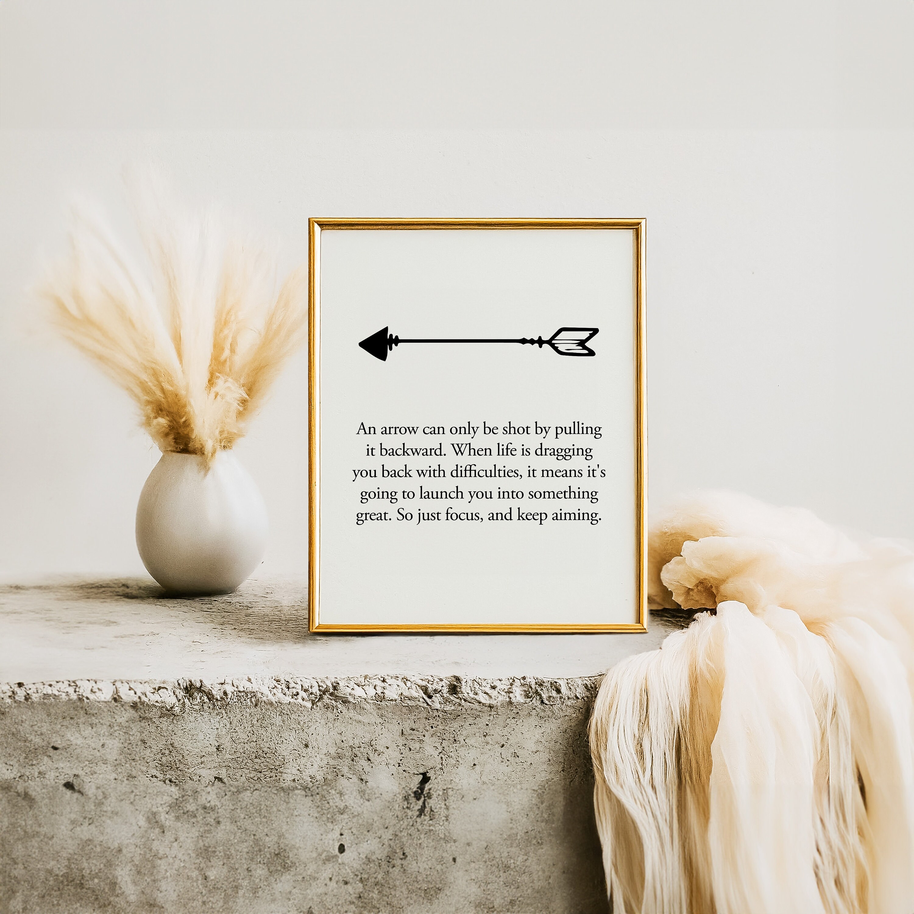 Arrow Motivational Quote Print, Inspirational Wall Art Gift, Focus and ...