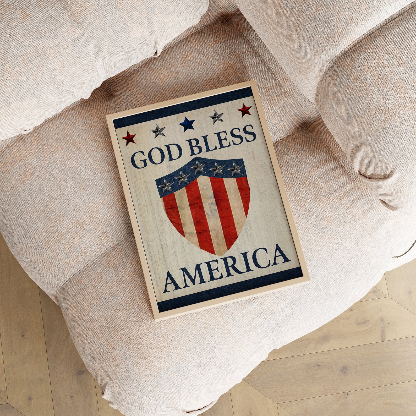 Patriotic Wall Art Gift, American Flag Shield Print, USA Pride Poster ...
