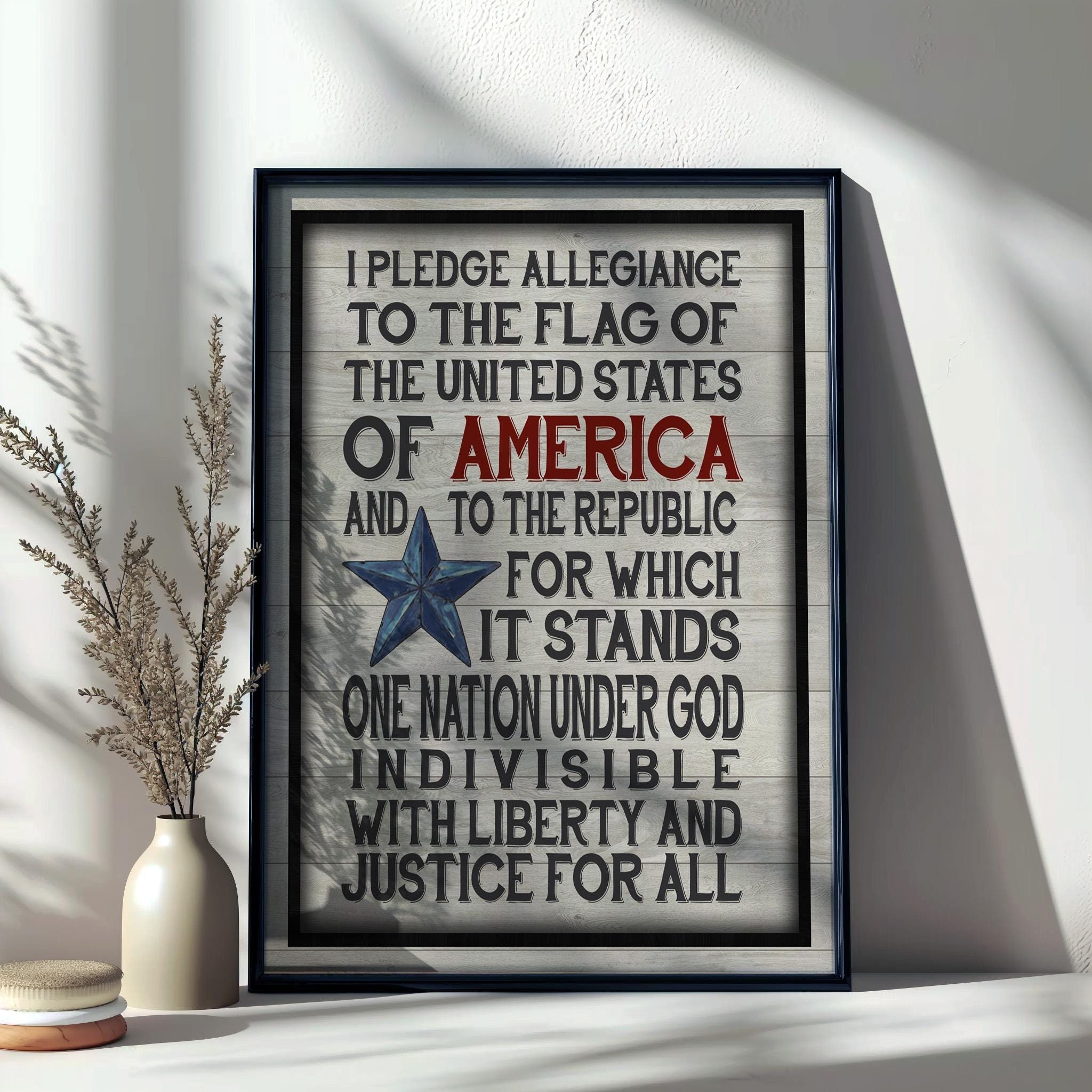 American Pledge Wall Art - "i Pledge Allegiance" - Patriotic Home Decor ...