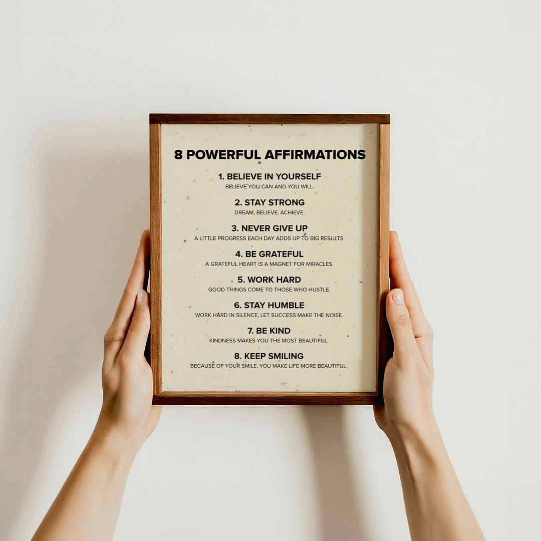 8 Powerful Affirmations Wall Art, Motivational Quote Print, Gift for ...