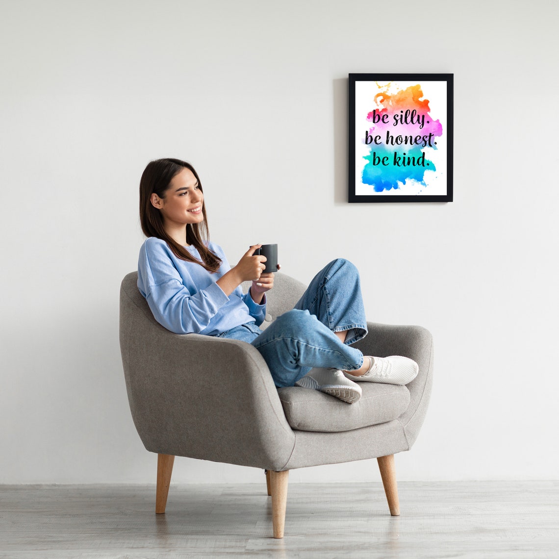 Be Kind Quote Wall Art, Inspirational Print, Colorful Motivational ...