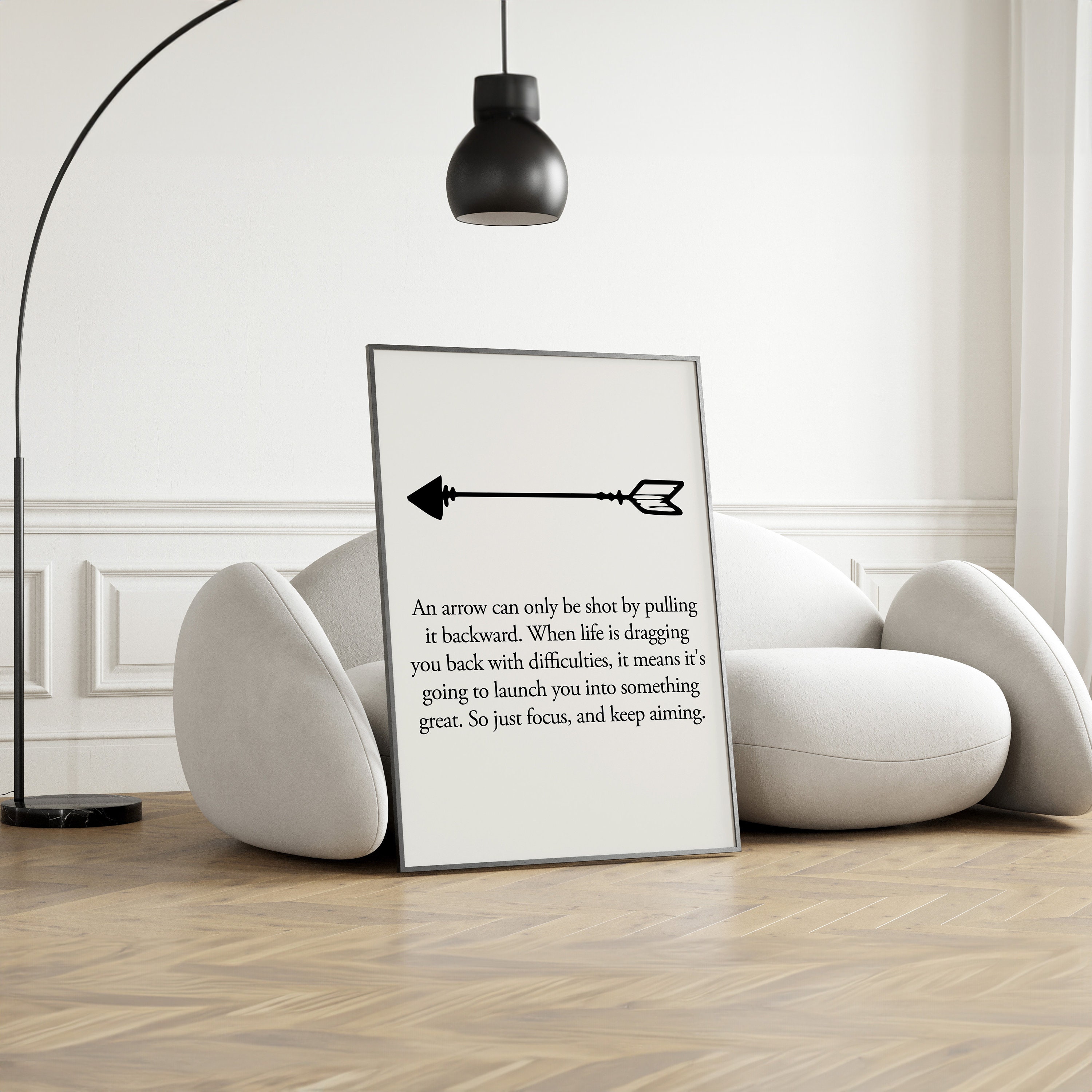 Arrow Motivational Quote Print, Inspirational Wall Art Gift, Focus and ...