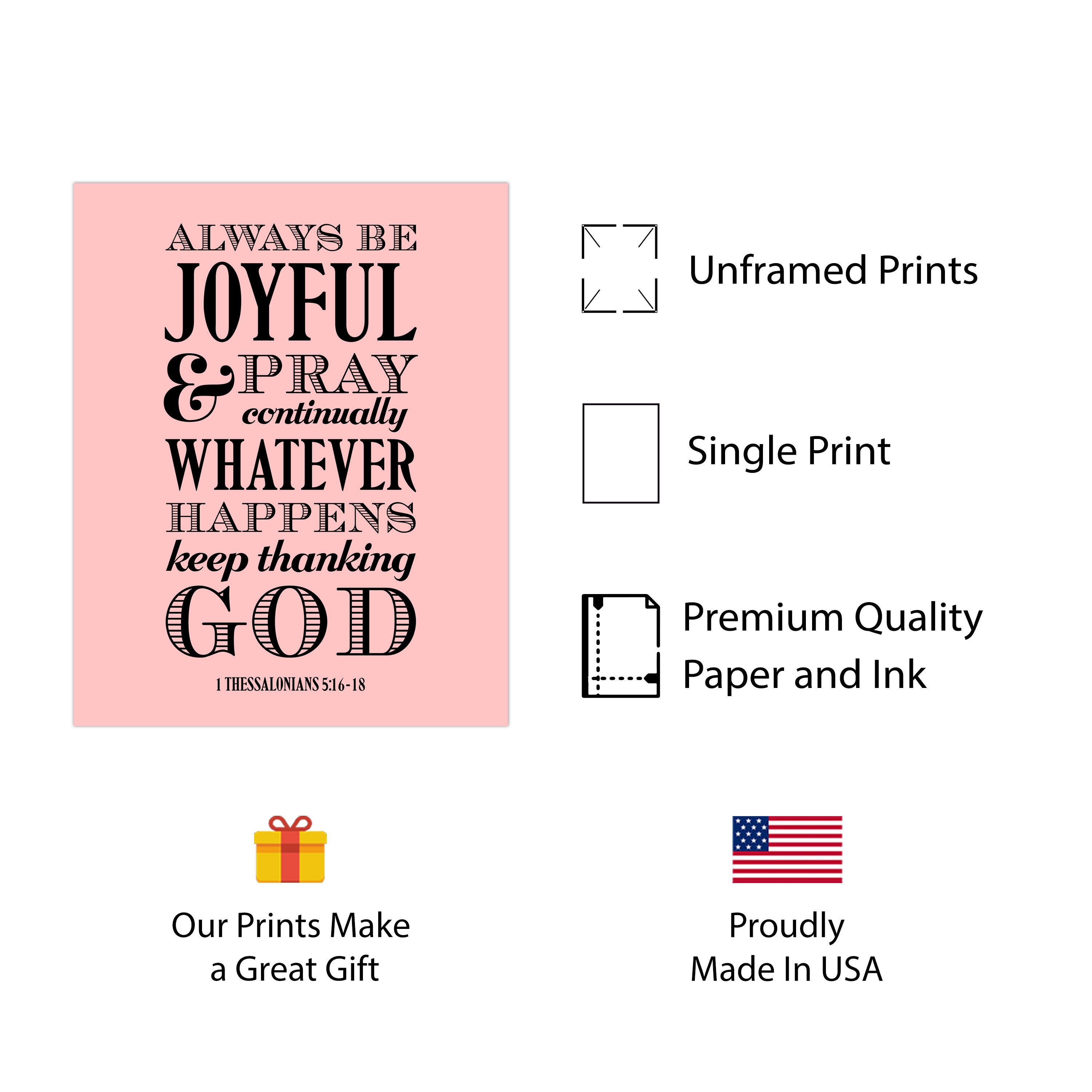 Always Be Joyful Pray Continually Poster, Inspirational Bible Verse ...