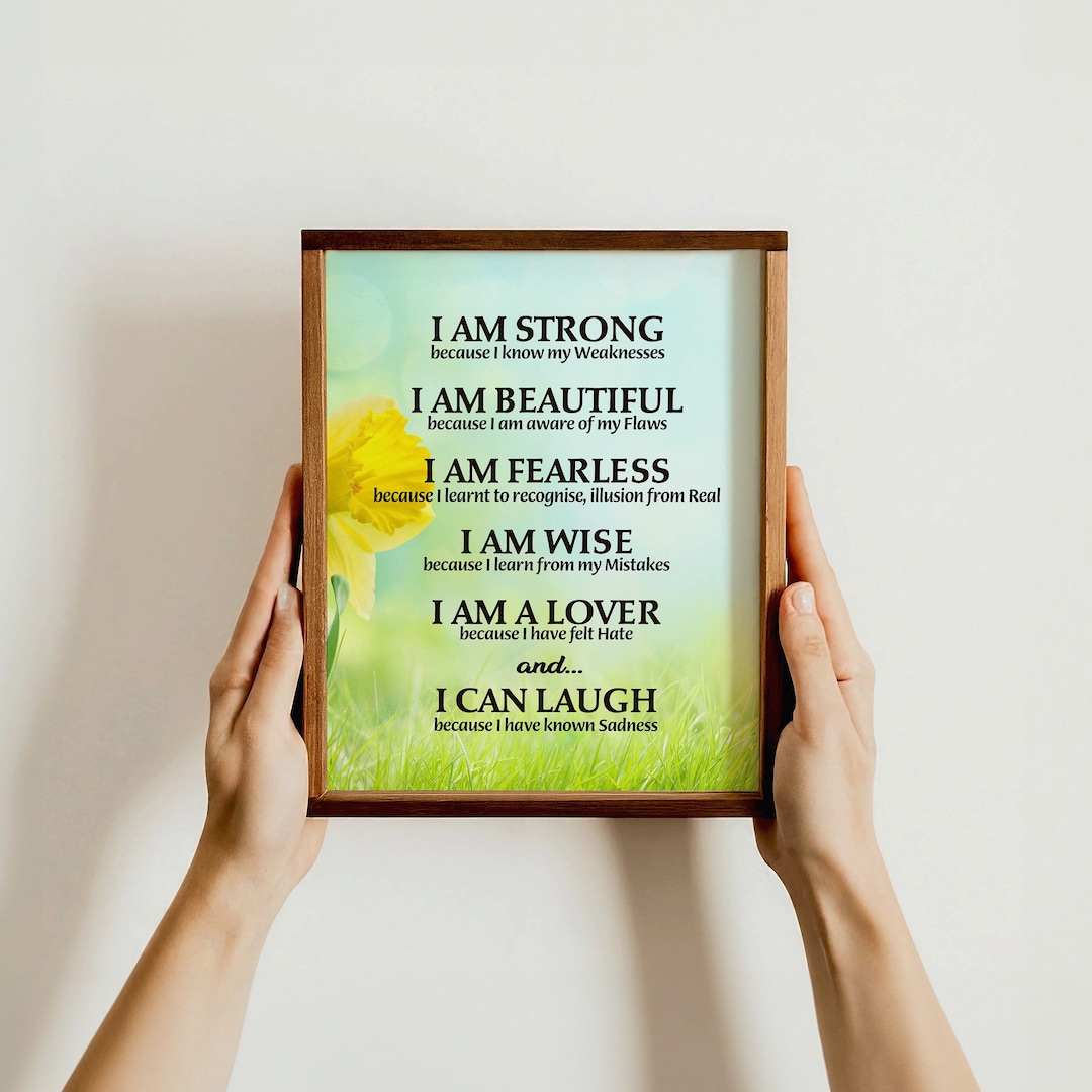 I Am Strong Wall Art, Inspirational Quote Print, Motivational Decor ...
