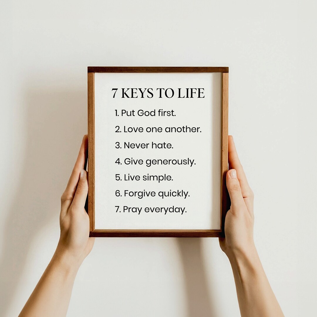 Inspirational Wall Art - "7 Keys to Life" Quote - Motivational Gift for ...