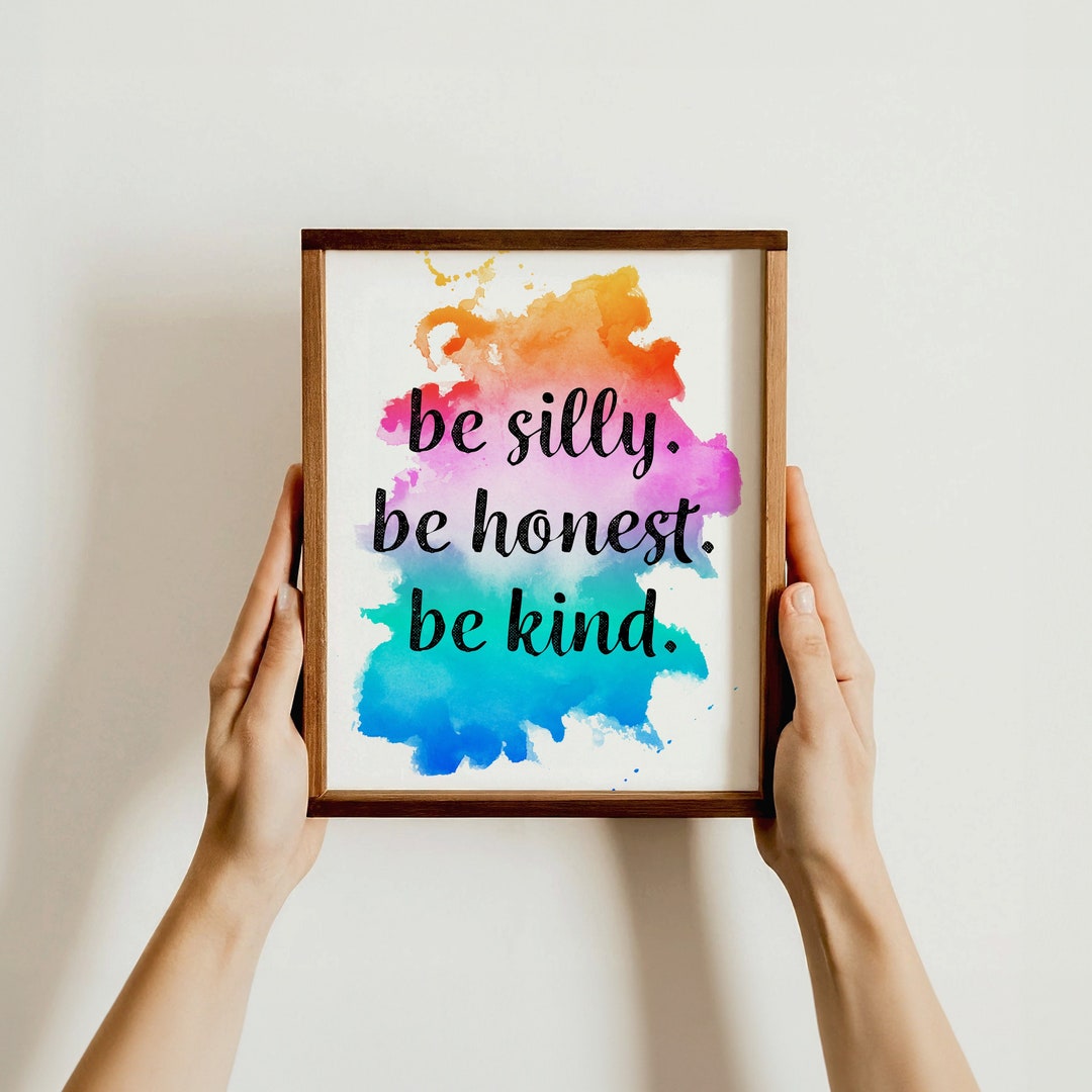 Be Kind Quote Wall Art, Inspirational Print, Colorful Motivational ...