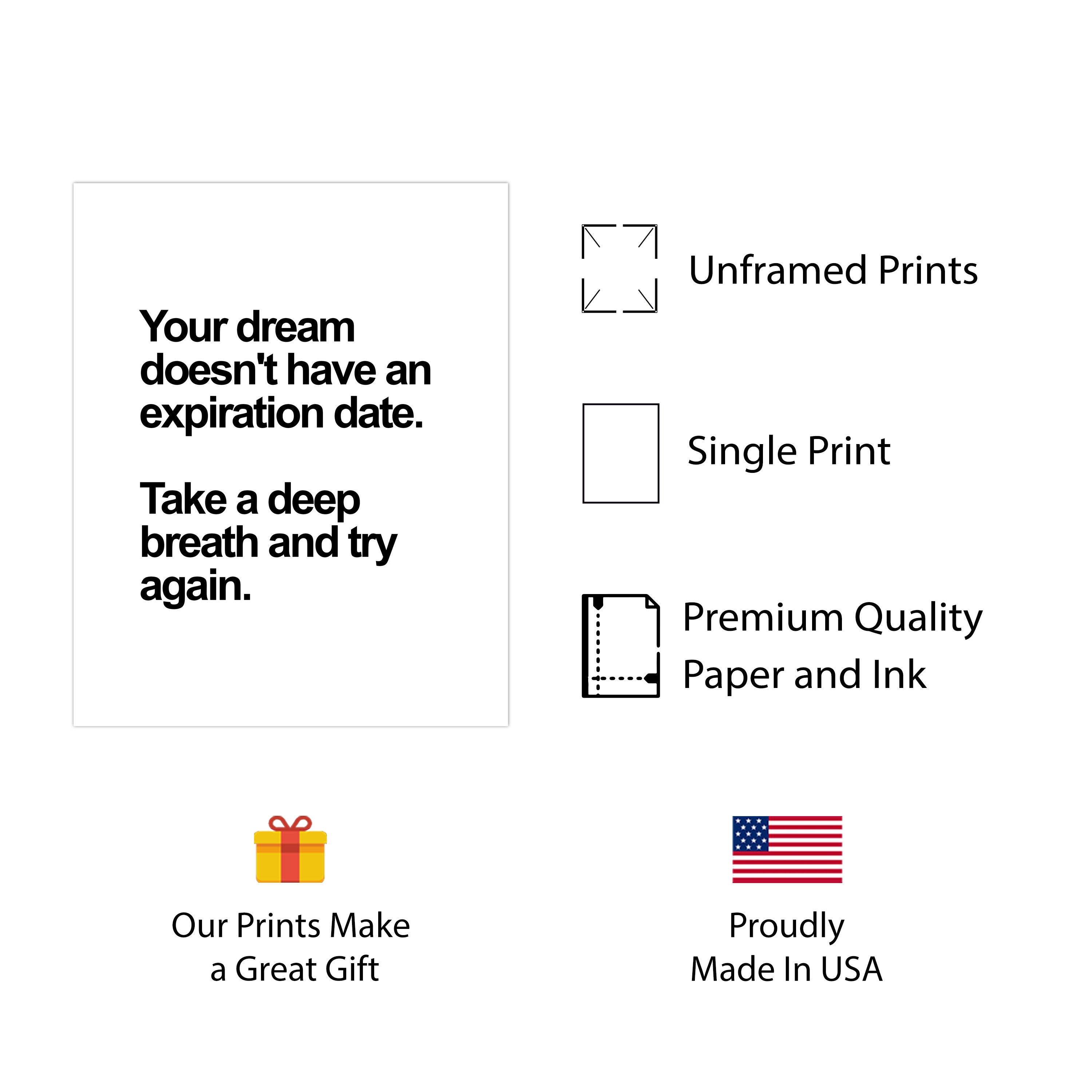 Inspirational Dream Quote Poster Print, Motivational Wall Art Gift ...