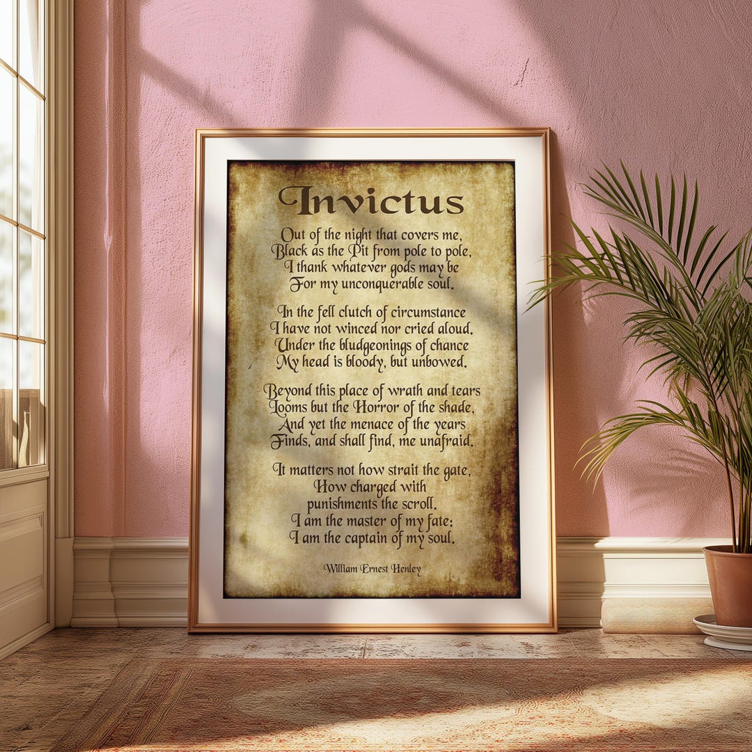 Invictus Poem Wall Art | William Ernest Henley Print | Inspirational ...