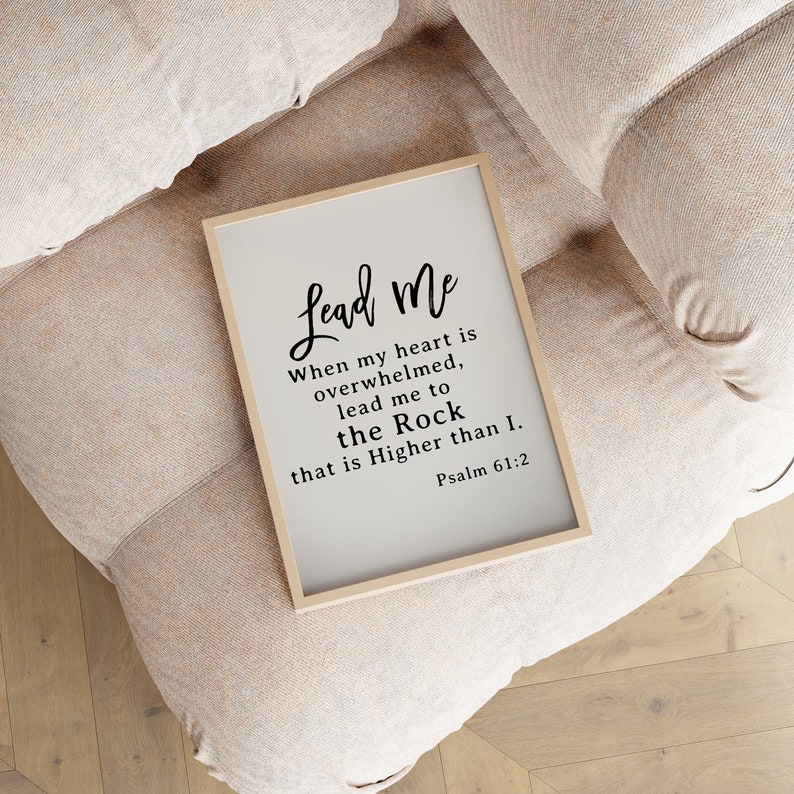 Lead Me to the Rock Poster, Psalm 61:2 Christian Wall Art ...