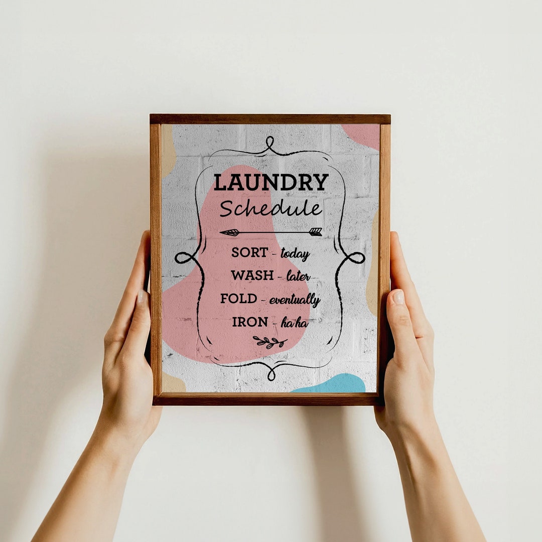 Laundry Schedule Wall Art, Funny Laundry Room Decor, Humorous Home ...
