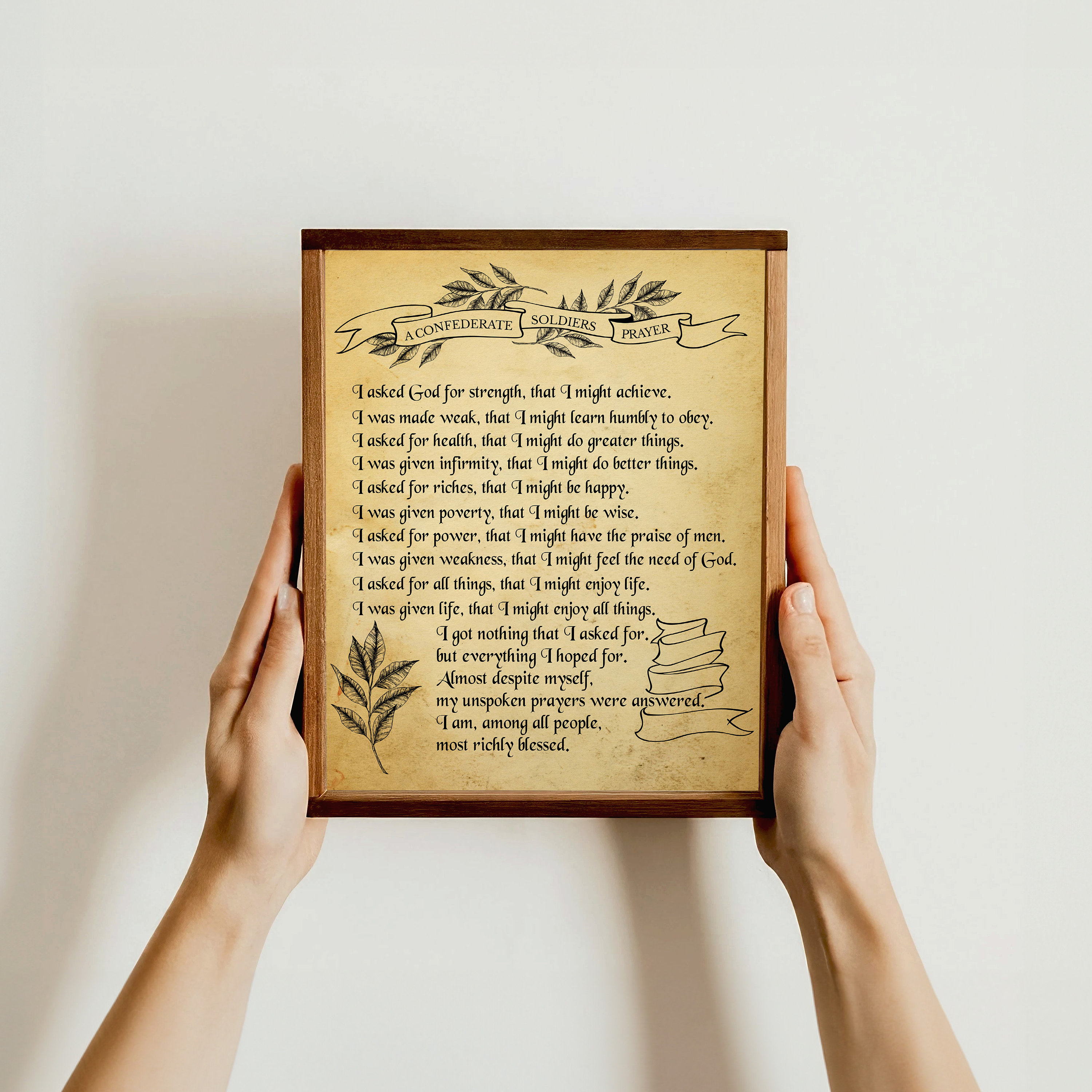 Confederate Soldier's Prayer Wall Art Gift, Inspirational Historical ...