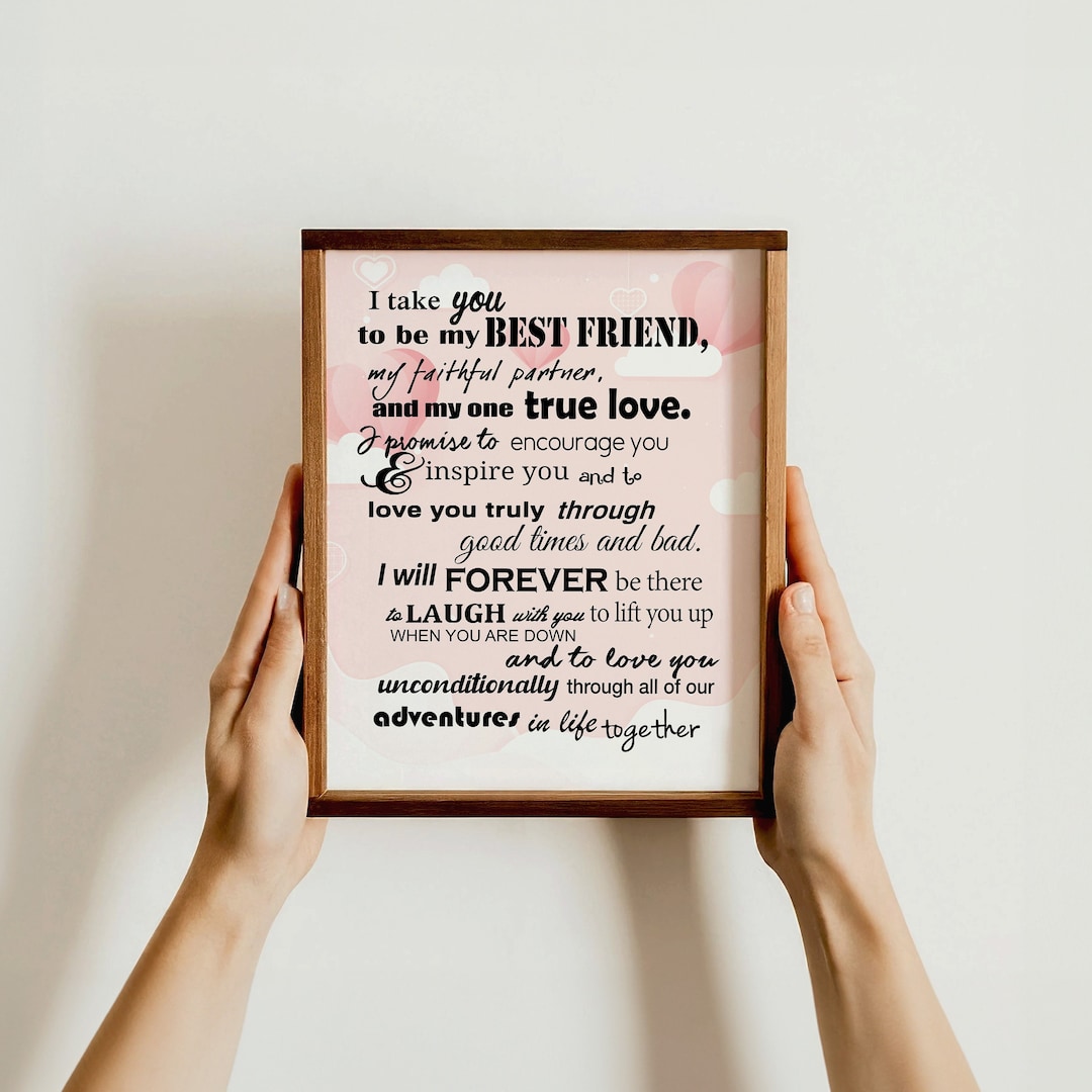 Romantic Wedding Vow Print, Best Friend Love Quote, Wedding Decor ...
