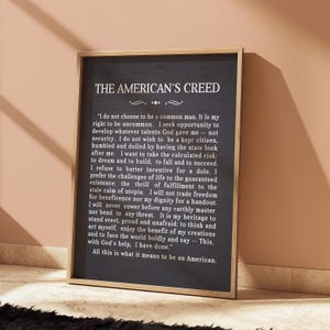 The American’s Creed Wall Art | Patriotic Quote Print | Freedom ...