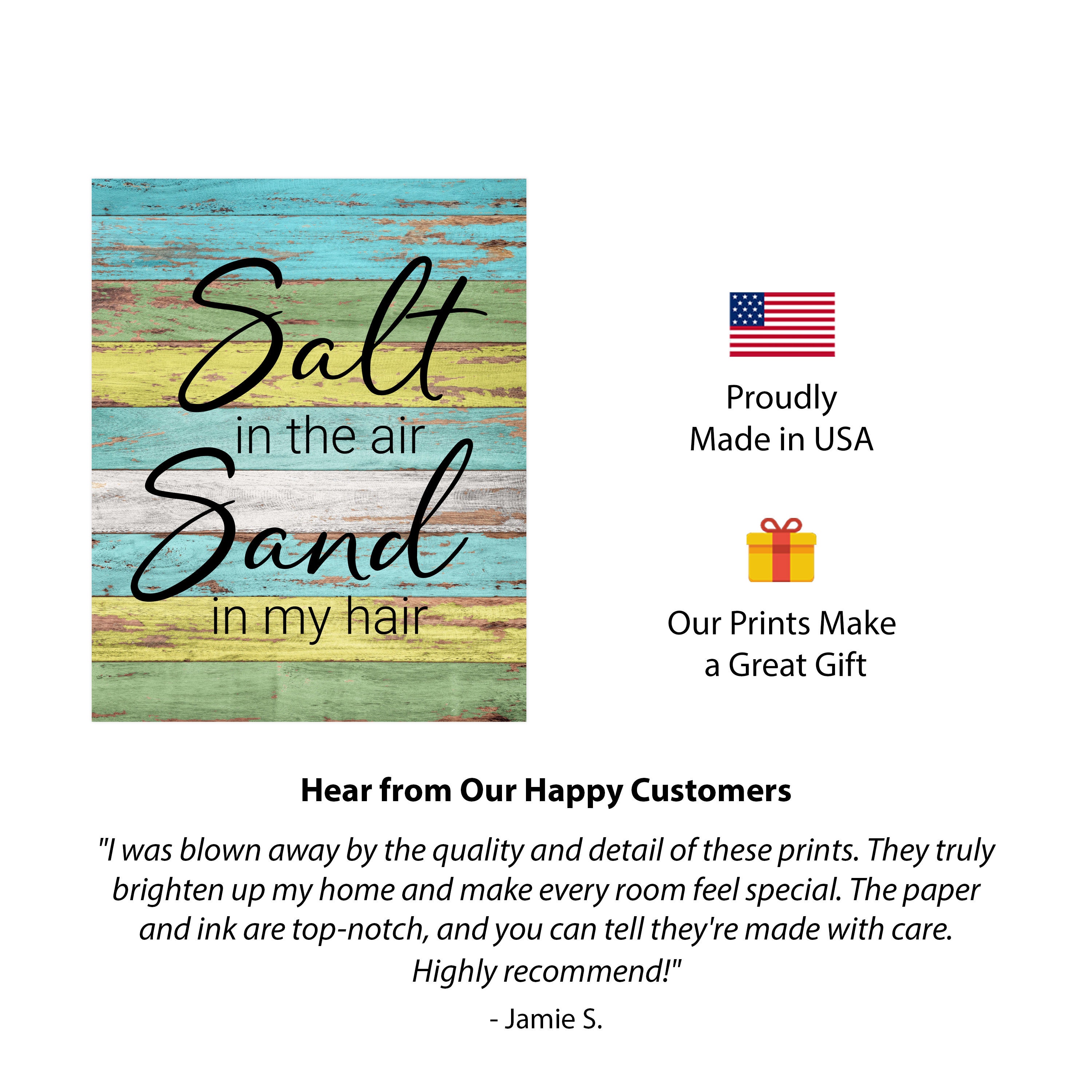 Salt in the Air Sand in My Hair Poster, Beach Quote Wall Art, Coastal ...