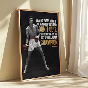 Muhammad Ali Motivational Wall Art | Boxing Legend Quote Print ...