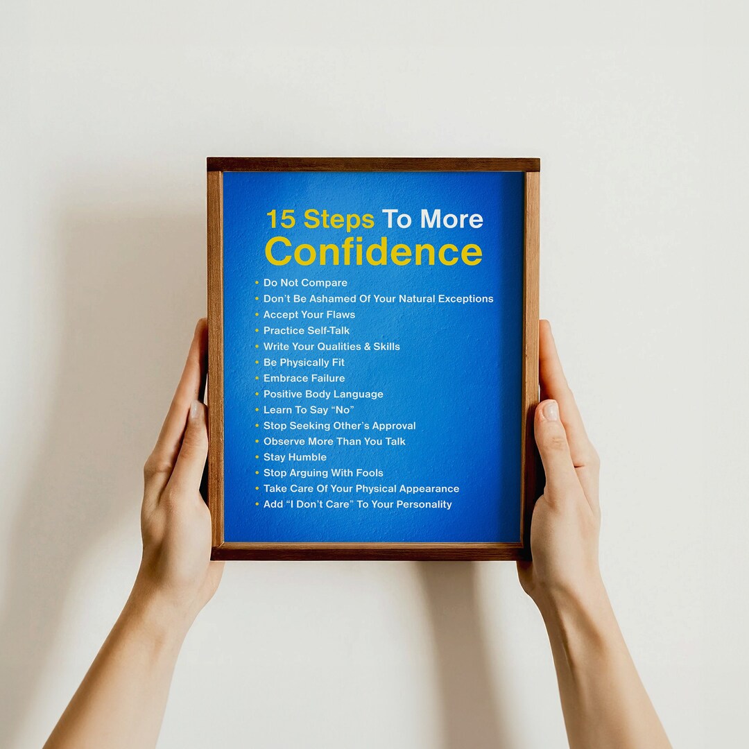 15 Steps to More Confidence Wall Art, Motivational Poster Gift ...