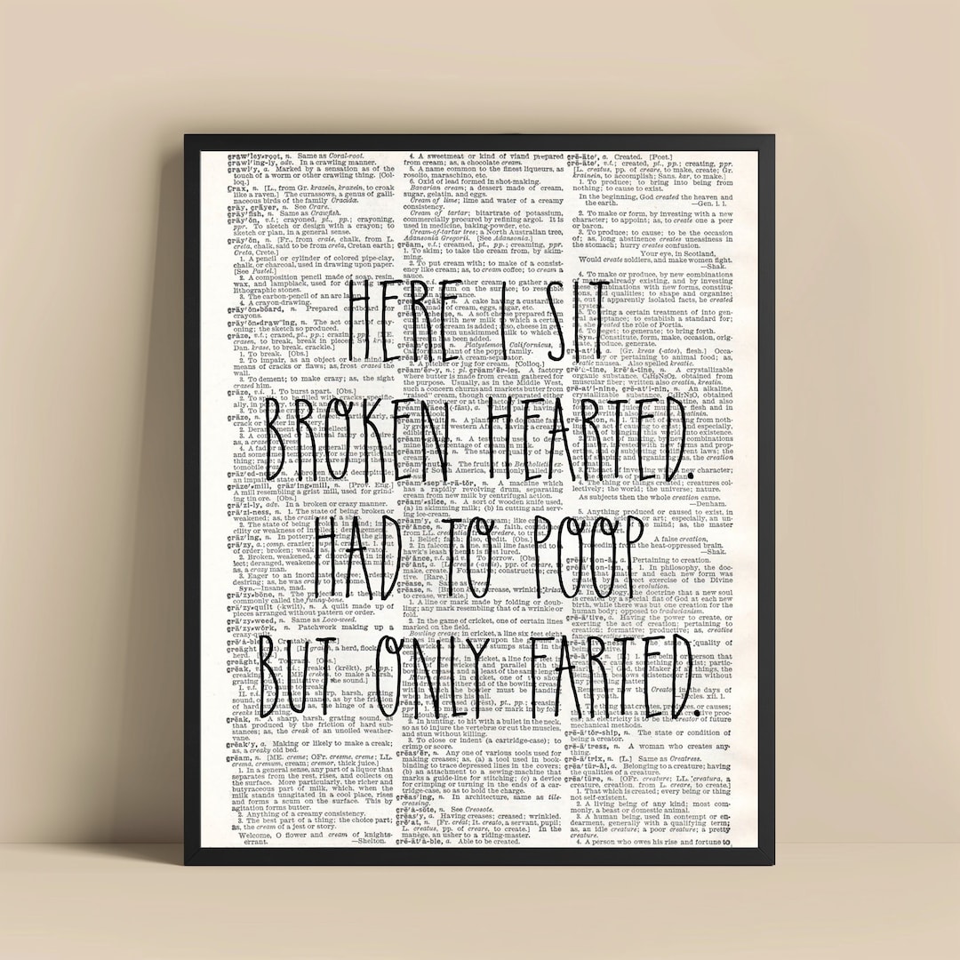 Here I Sit Broken Hearted Print, Funny Bathroom Sign, Humorous Wall Art ...