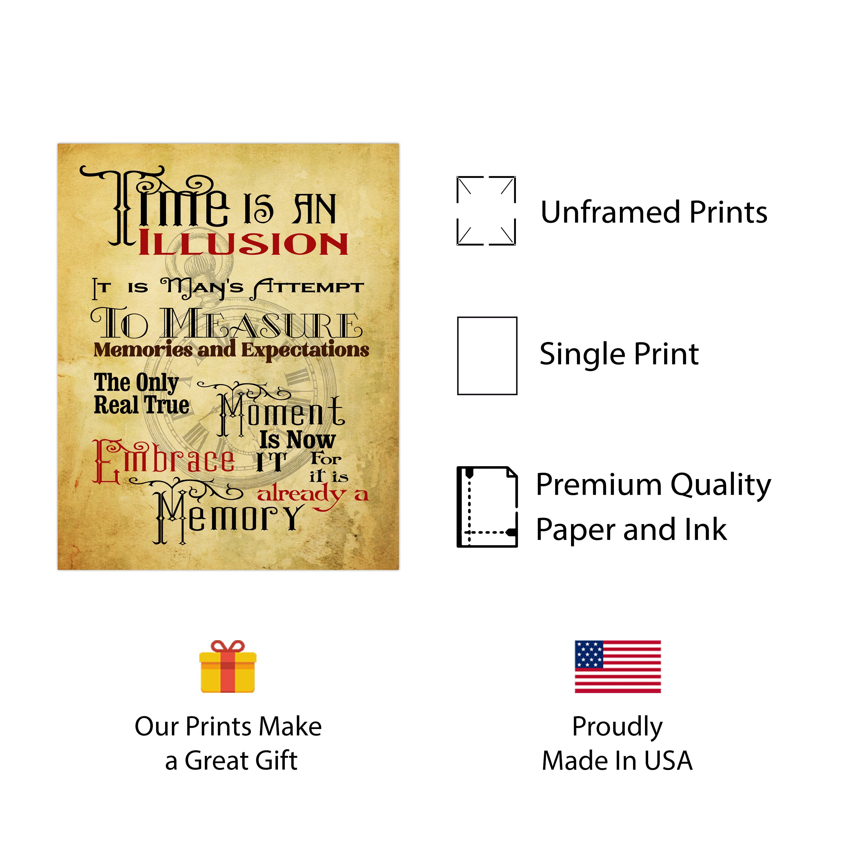 Time is an Illusion Quote Print, Inspirational Wall Art Gift, Embrace ...