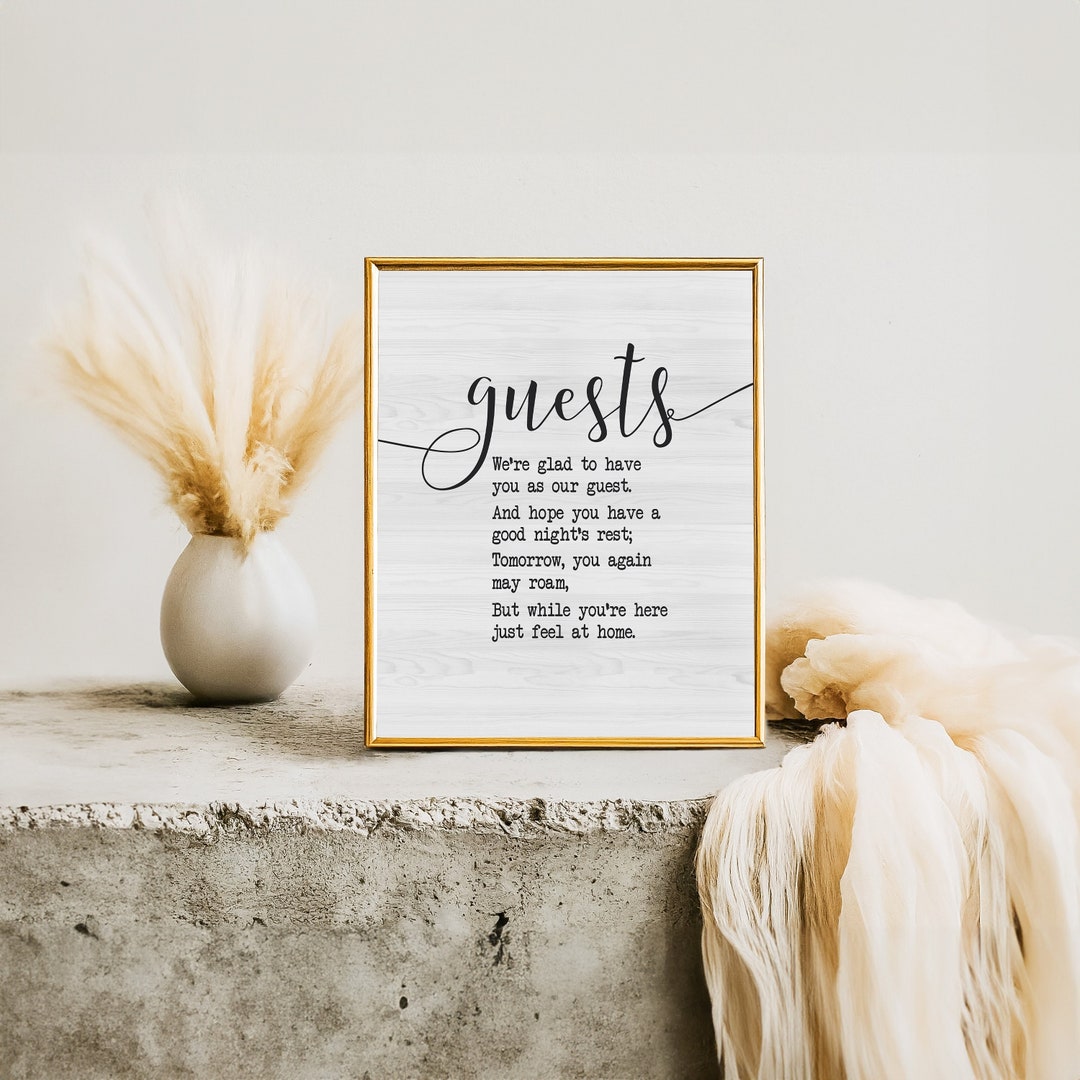 Guest Room Wall Art Print - "guests, We're Glad to Have You" - Welcome ...