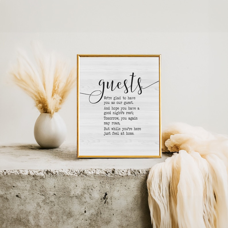 Guest Room Wall Art Print - "guests, We're Glad to Have You" - Welcome ...