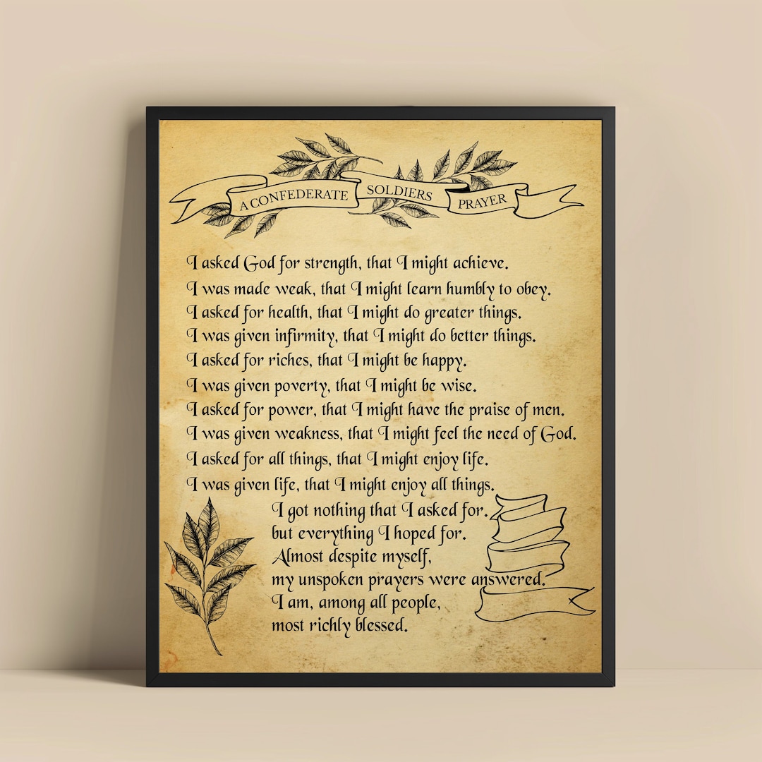 Confederate Soldier's Prayer Print, Civil War Historical Wall Art ...