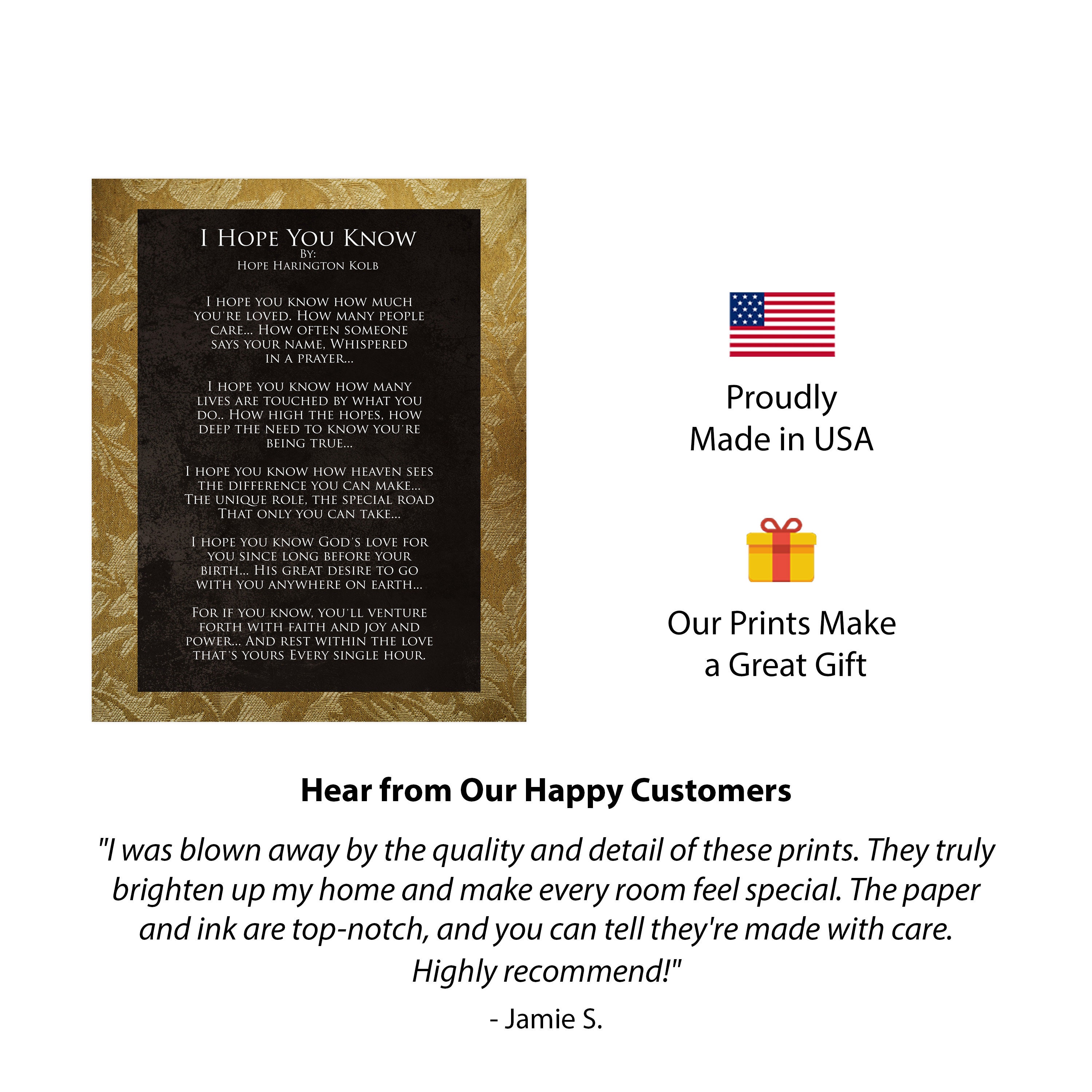 I Hope You Know Poem Wall Art, Inspirational Poem Gift, Poetry Gift ...