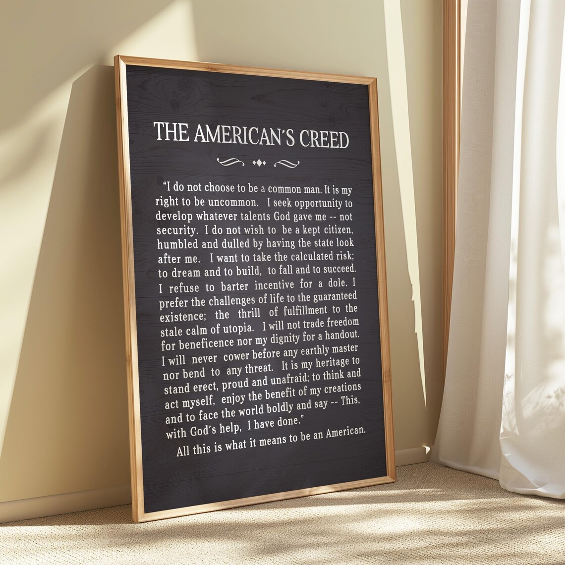 The American’s Creed Wall Art | Patriotic Quote Print | Freedom ...