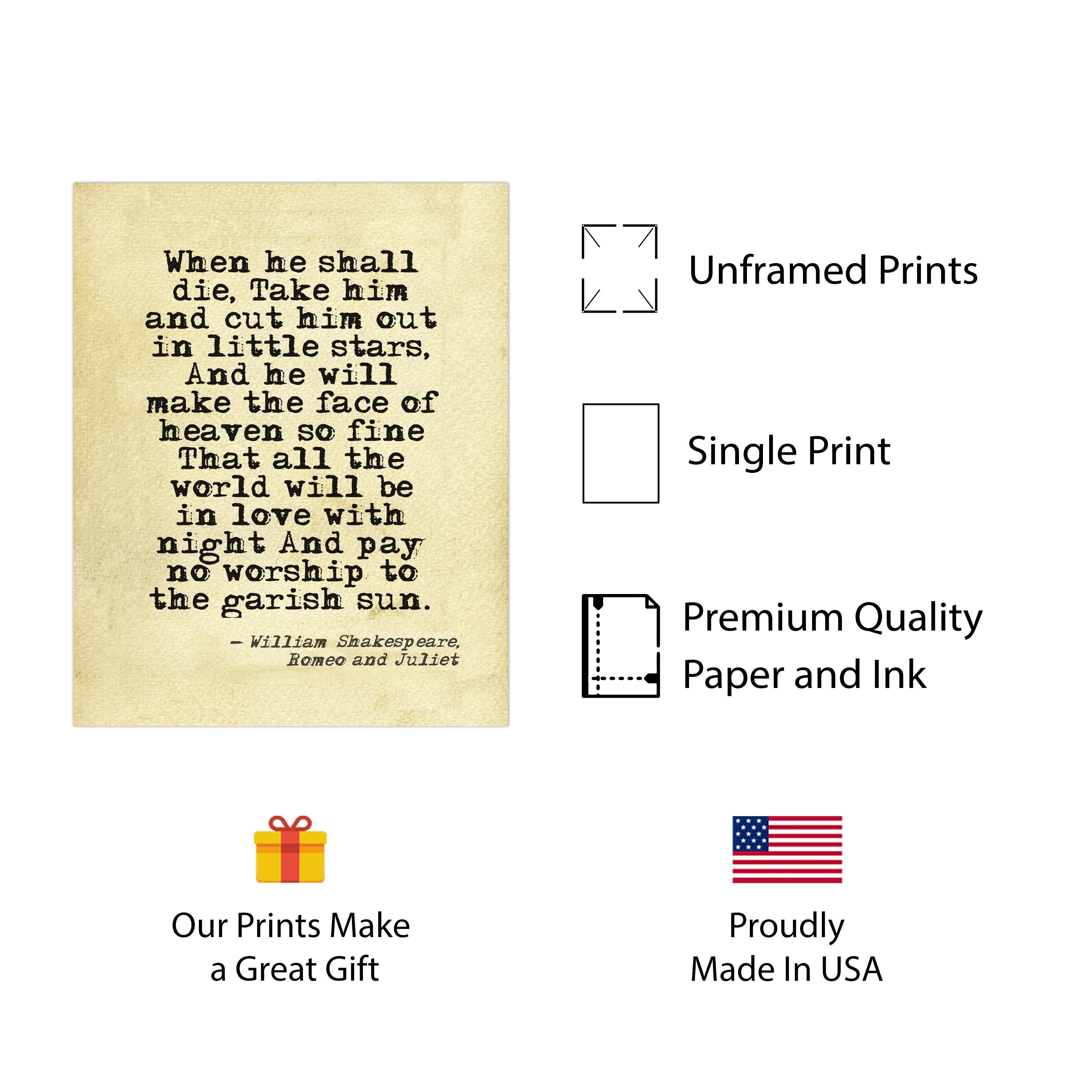 Shakespeare Love Quote Print, Romantic Wall Art Gift, Romeo and Juliet ...