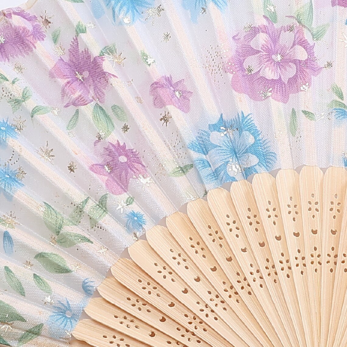 Japanese Vintage Sensu Fan, Handheld Folding Fabric Fan, Floral Pattern ...