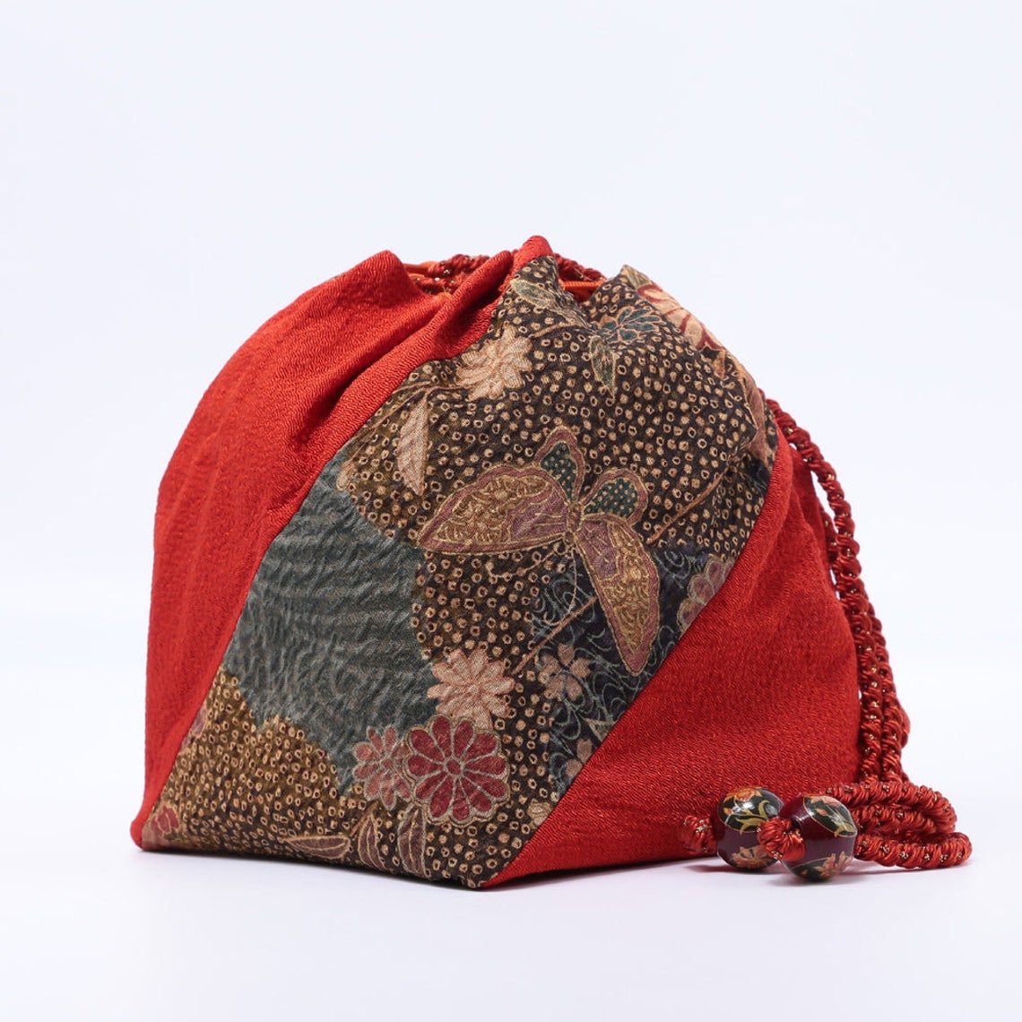 Japanese Vintage Drawstring Bag of Pure Silk, Kinchaku Bag - Etsy