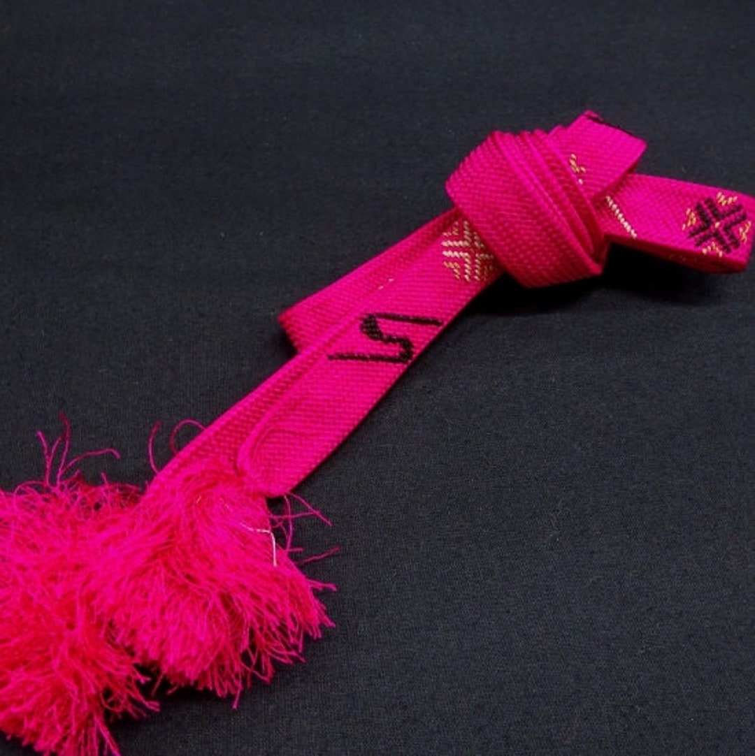 Magenta Pure Silk Wide Obijime Cord With Tassels for Kimono Belt ...
