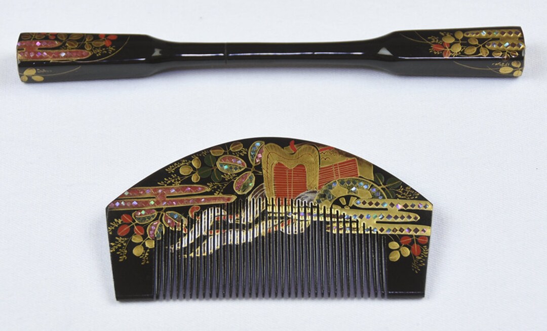 Vintage Set of Japanese Hair Accessory Comb and Geisha Hairpin, Geisha ...