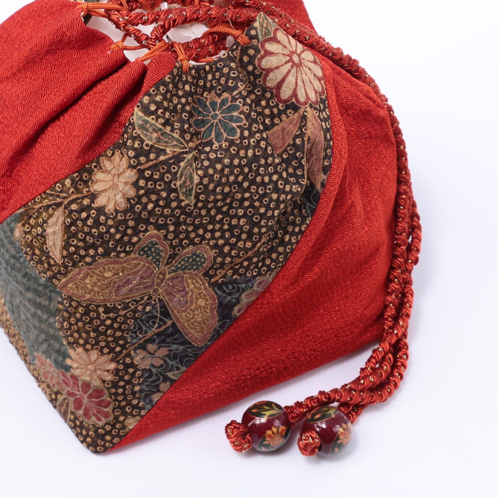 Japanese Vintage Drawstring Bag of Pure Silk, Kinchaku Bag - Etsy