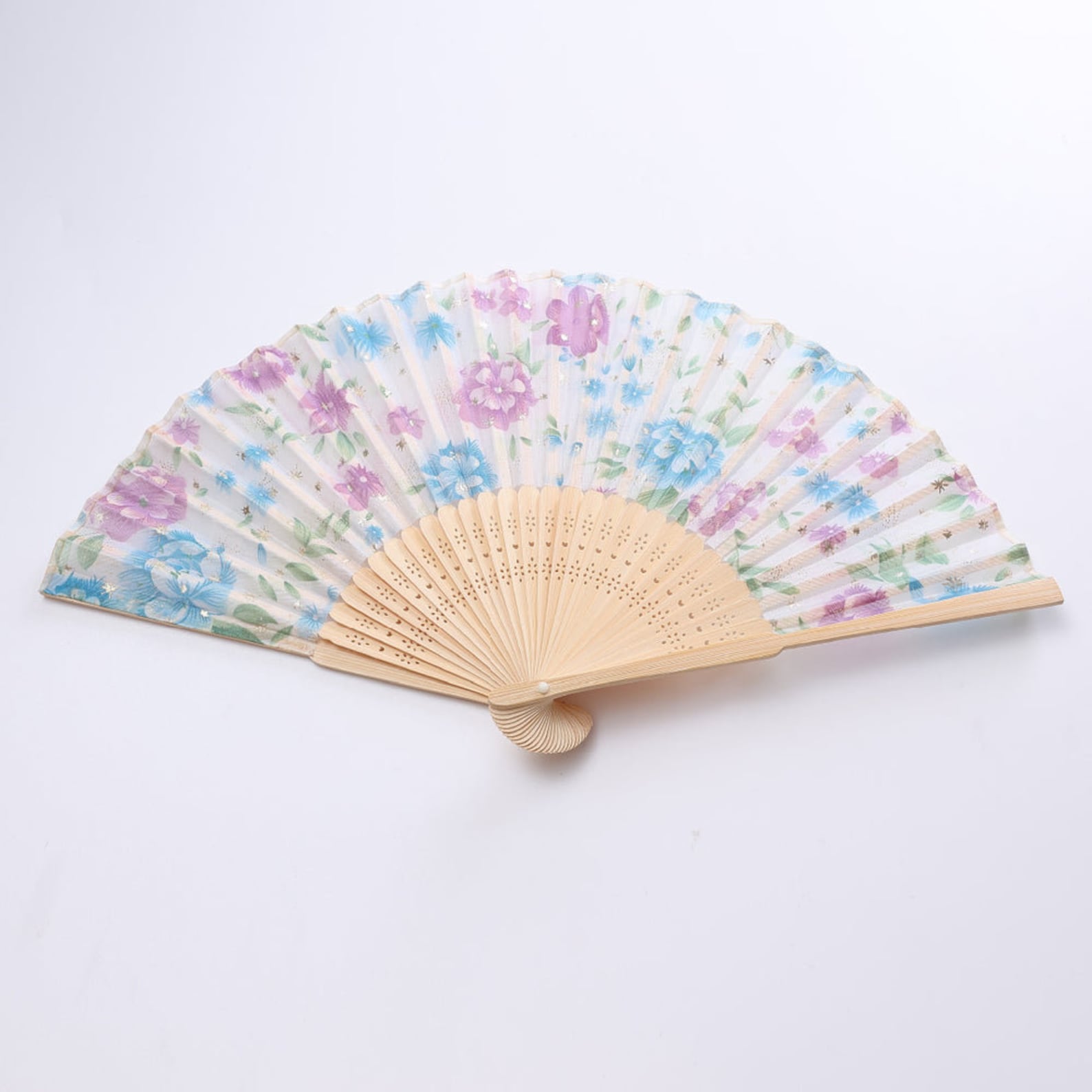Japanese Vintage Sensu Fan, Handheld Folding Fabric Fan, Floral Pattern ...