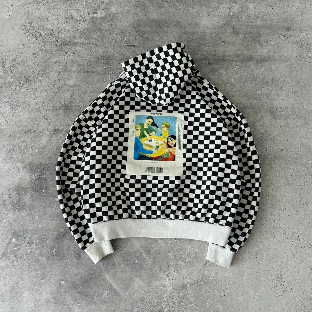 Childish TGF Checkered Boxy Fit Skate Logo Hoodie Size M Streetwear ...
