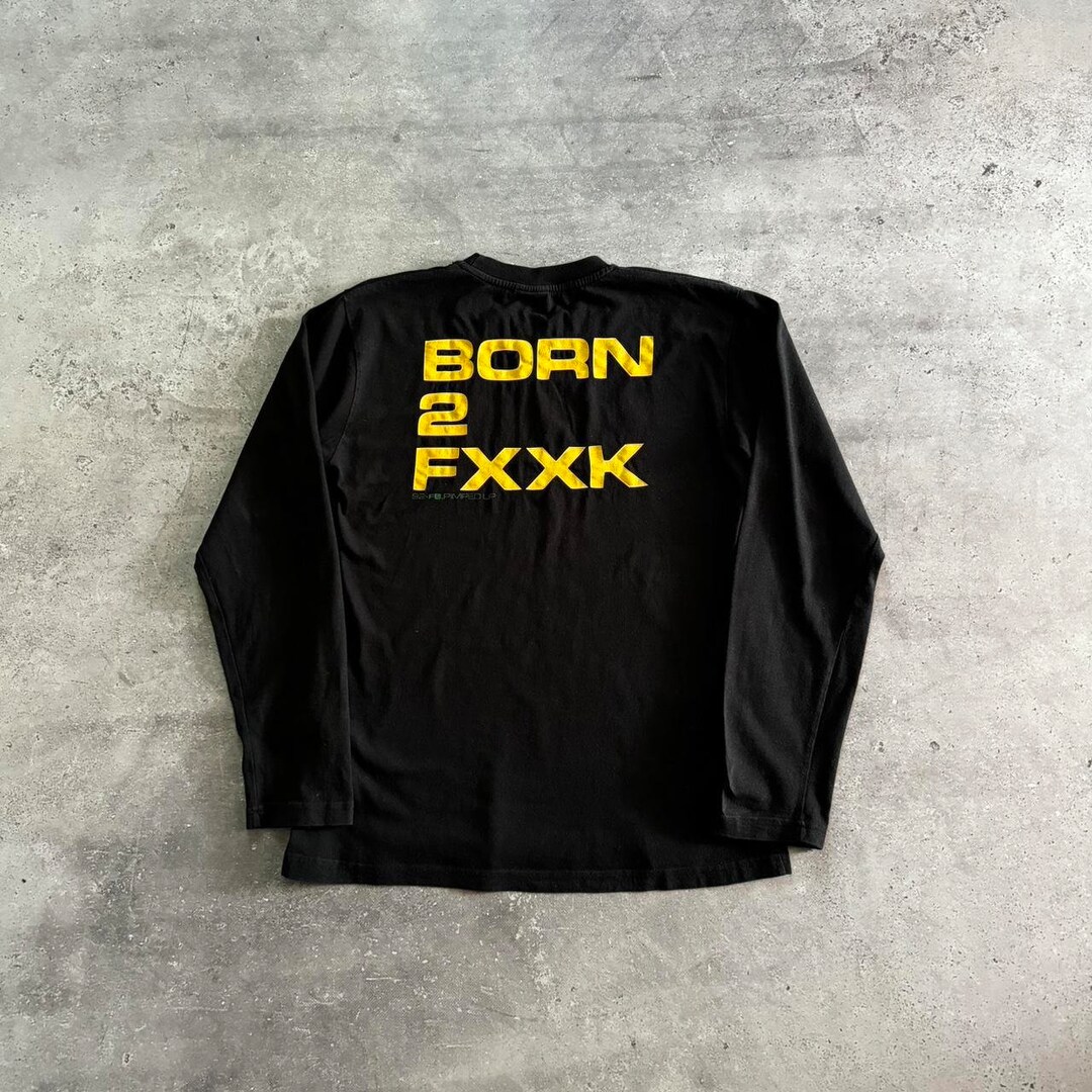 2000s, 00s Vintage Y2K Fishbone bord 2 Fk Humor Funny Logo Long Sleeve ...