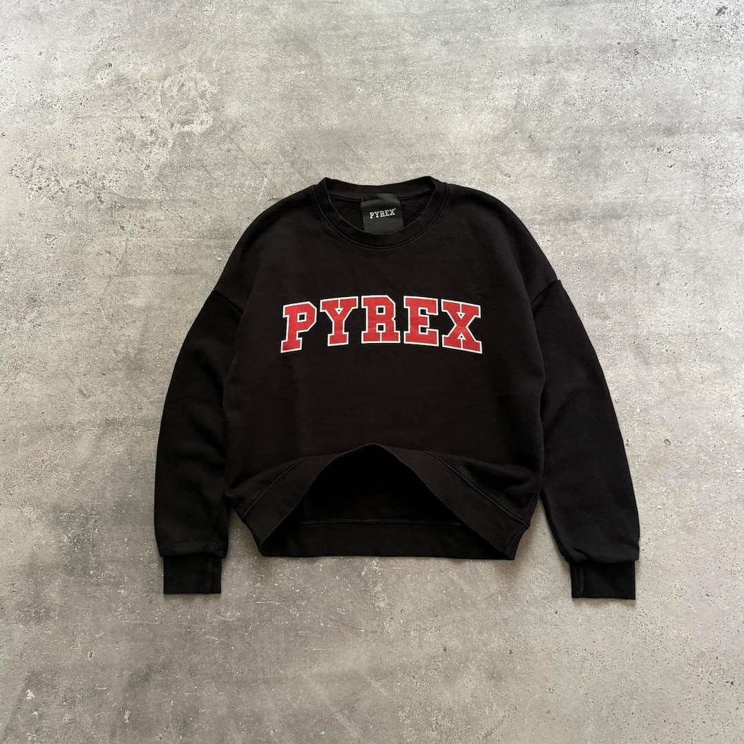 Pyrex Logo Vision by Virgil Abloh Womens Cropped Black Sweatshirt Size ...