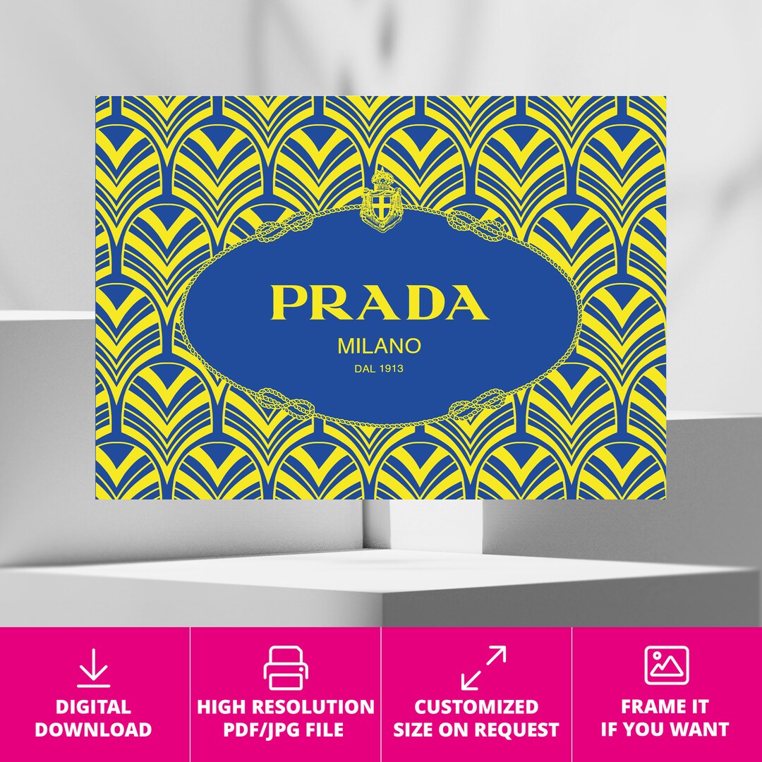 Prada Marfa Iconic Wall Art Print in Art Deco Style Blue Yellow Fashion ...