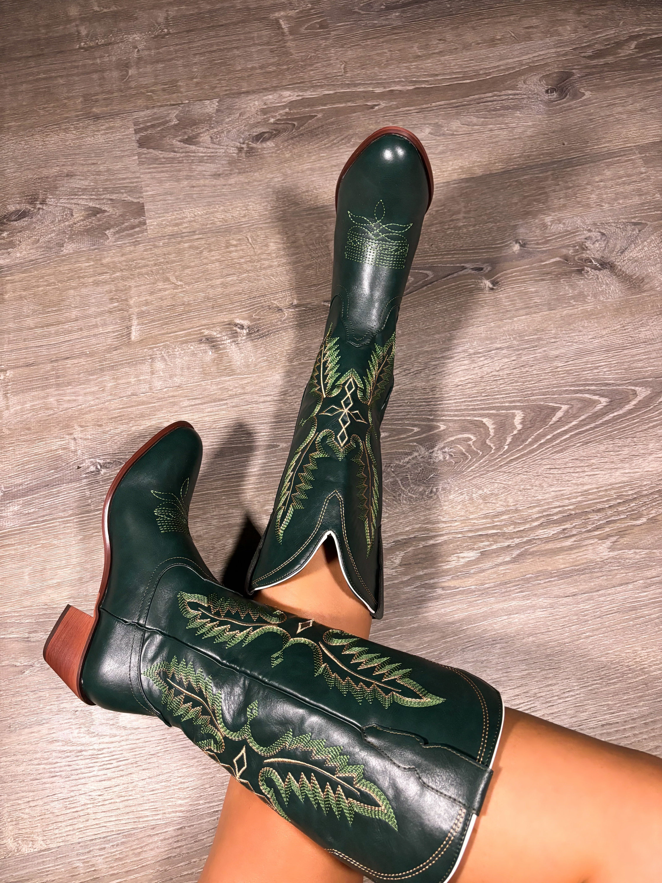 Green Cowgirl Boots, Cowboy Western Boots - Etsy